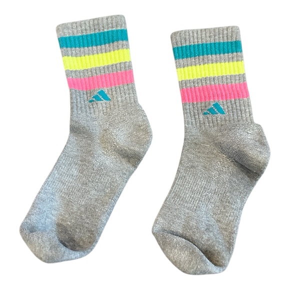adidas | Accessories | Adidas Gray Socks With Colorful Stripes Logo ...